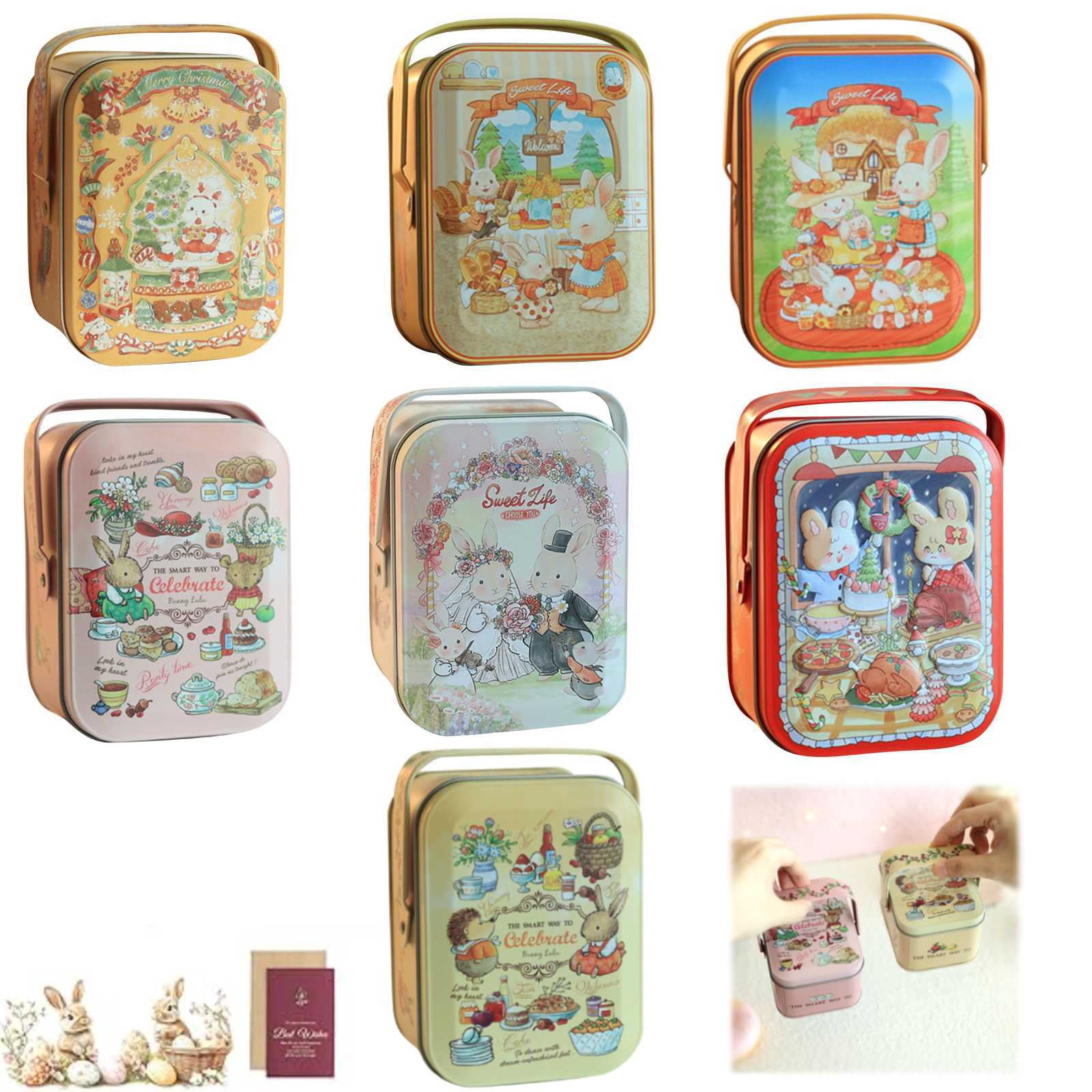 9 Styles Vintage Rabbit Tin Box, Cute Animal Themed Metal Storage Tin ...