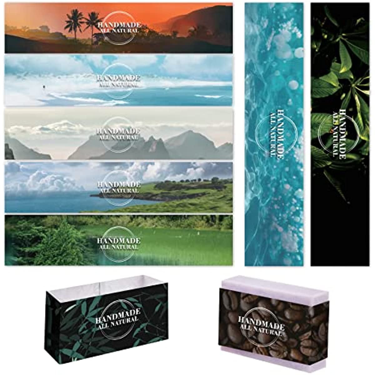 9 Styles Wrap Label Tape 90pcs Natural Landscape Grassland Soap Paper ...
