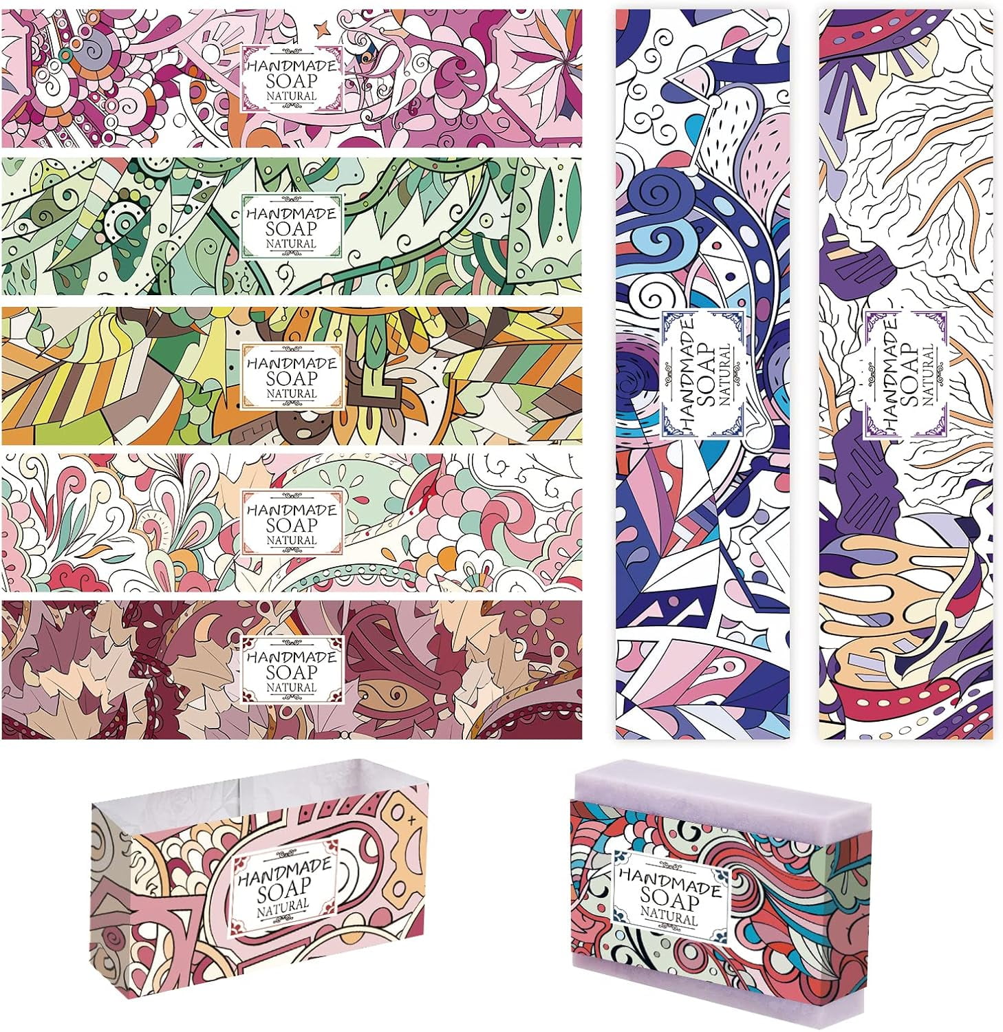 9 Styles Wrap Paper Tape for Homemade Soap 90pcs Flower Soap Wrapper ...