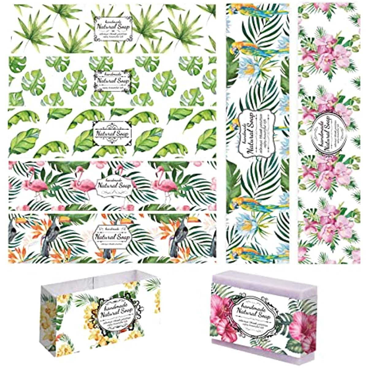 9 Styles Wrap Paper Tape for Homemade Soap 90pcs Leaf Flower Word Soap ...