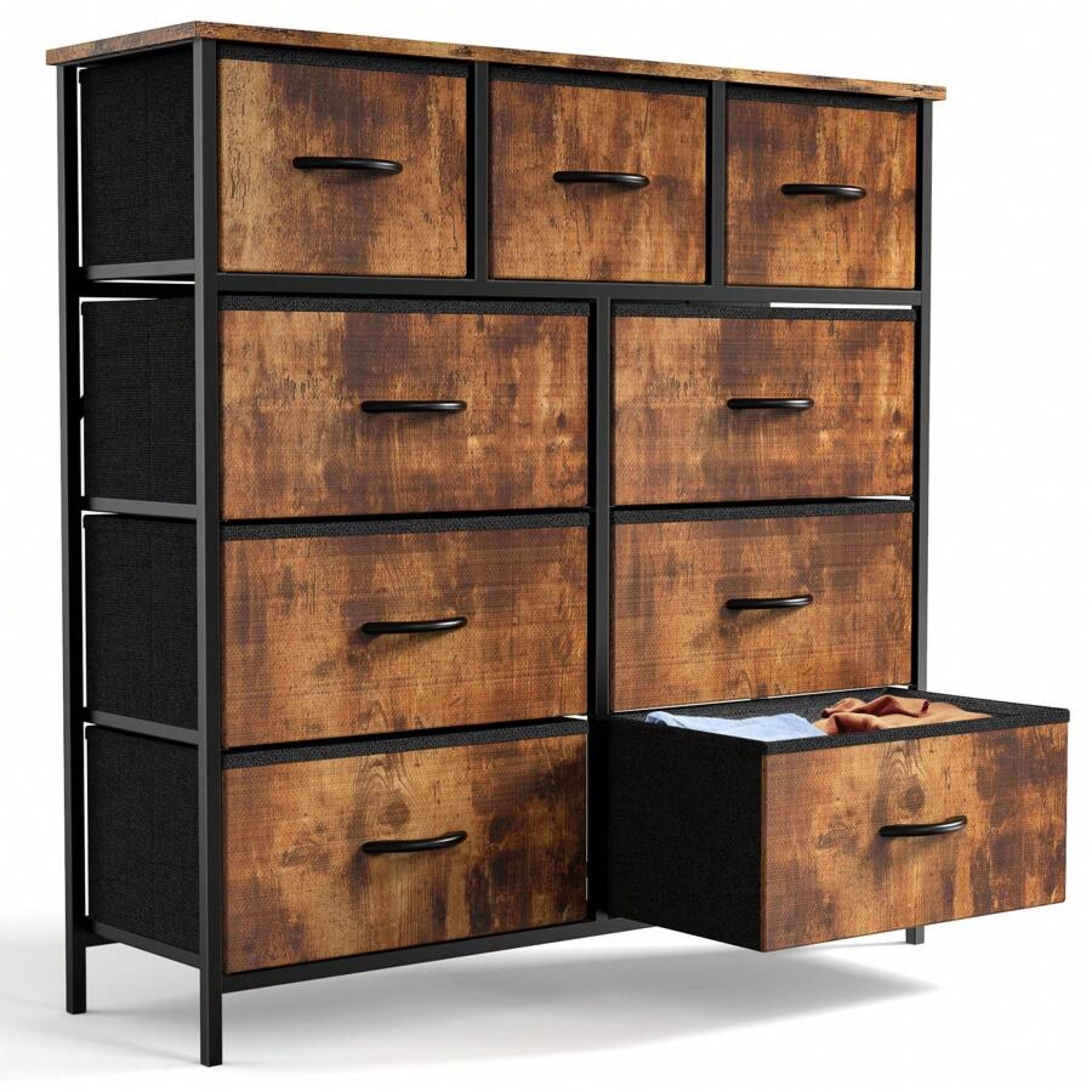 9 Tall Fabric Clothes Cabinet Storage Organizers And Wood Top Surface ...