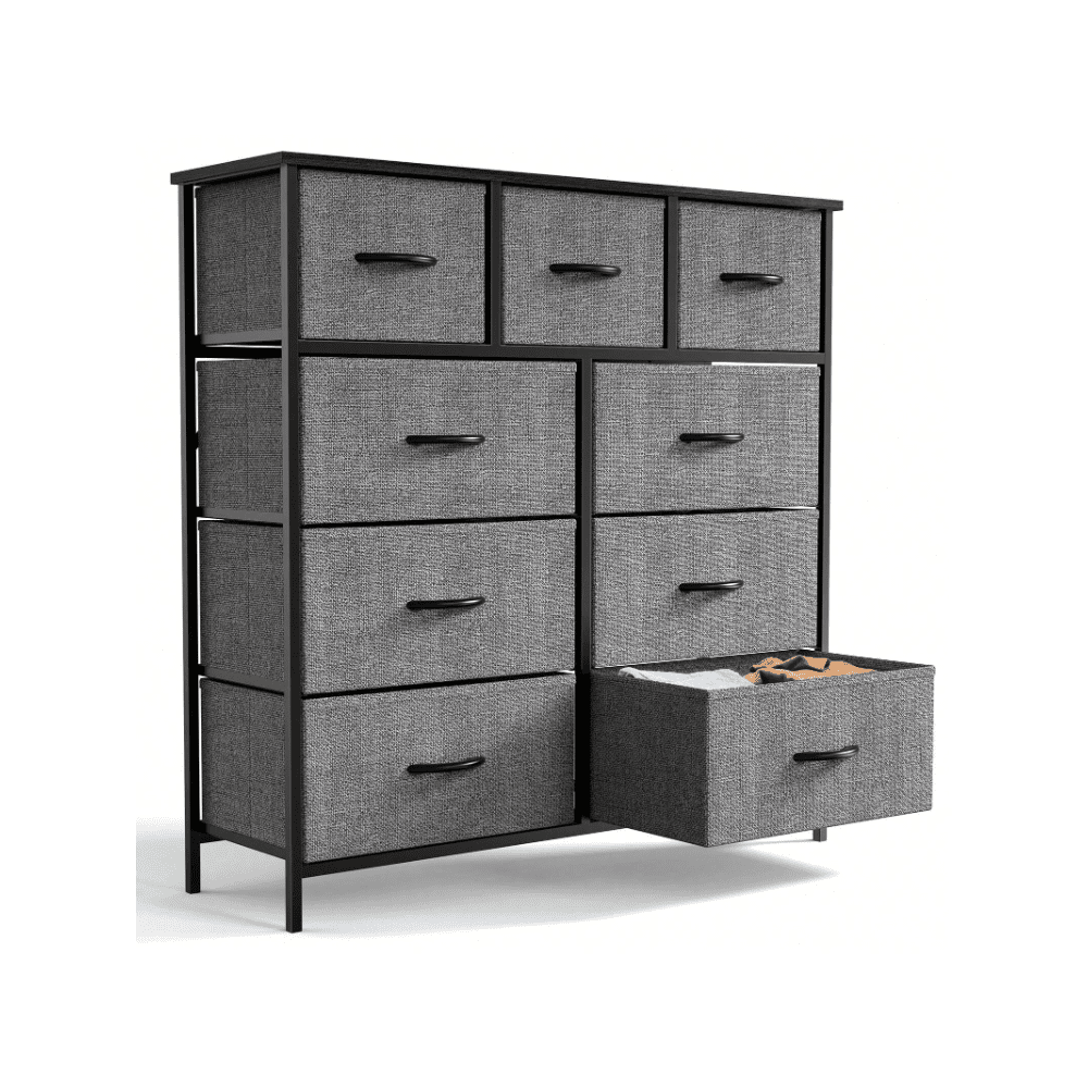 9 Tall Fabric Clothes Cabinet Storage Organizers And Wood Top Surface ...