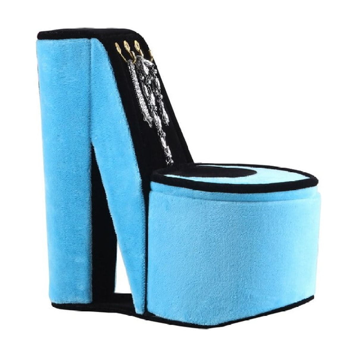 9" Tall High Heel Shoe Design Jewelry Box with Hooks Turquoise Velvet ...