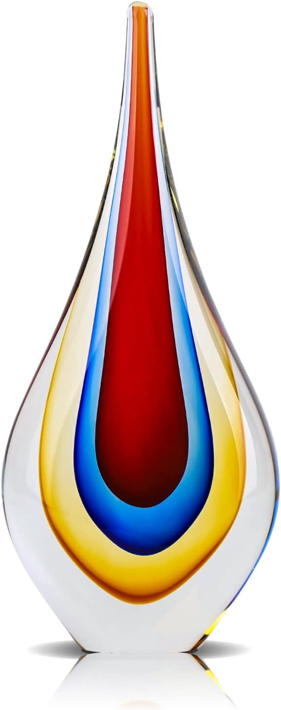 9" Tall Red Hand Blown Glass Sculpture, Paperweight for Office Desk ...