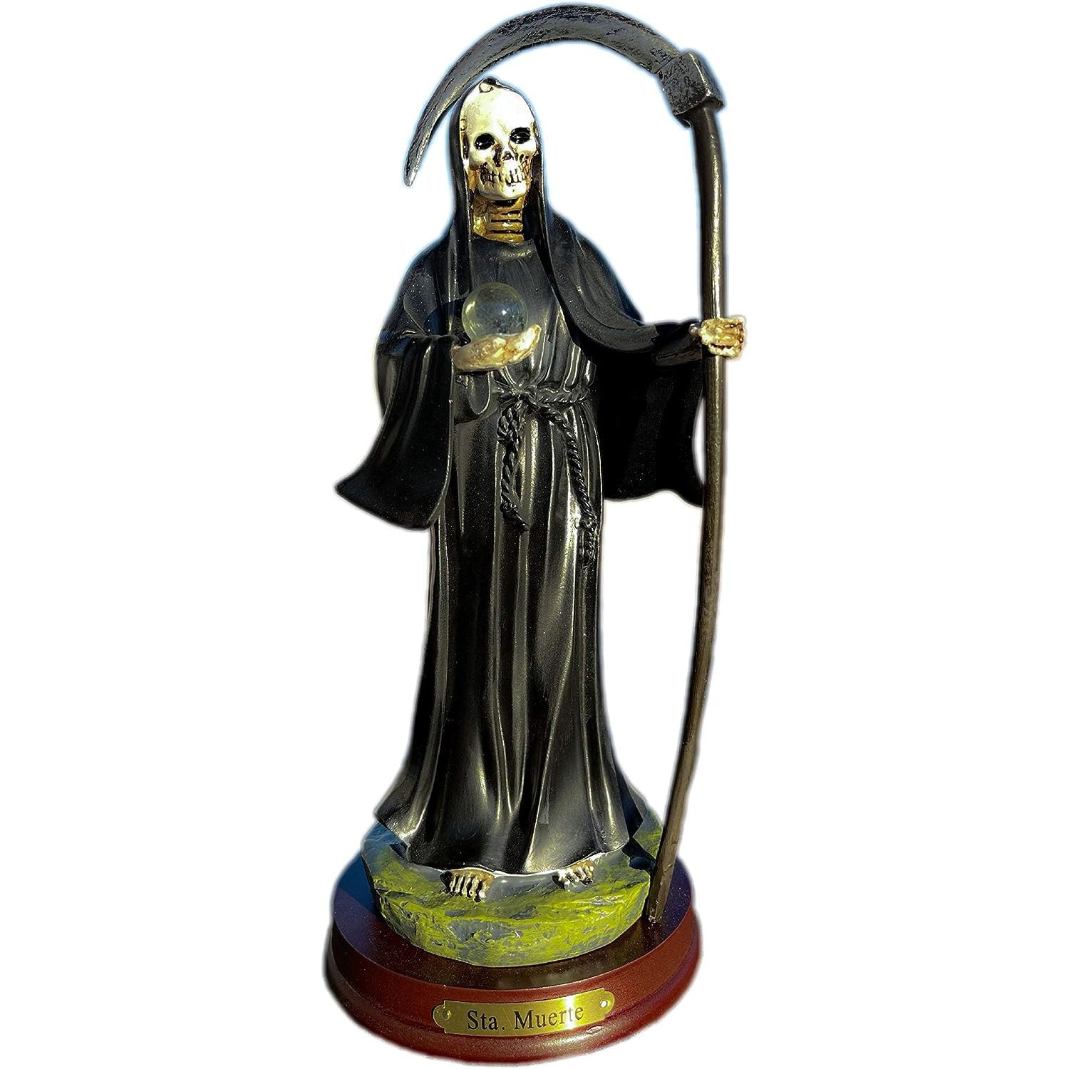 9" Tall Santa Muerte Black Statue Holy Death Grim Reaper Skeleton ...
