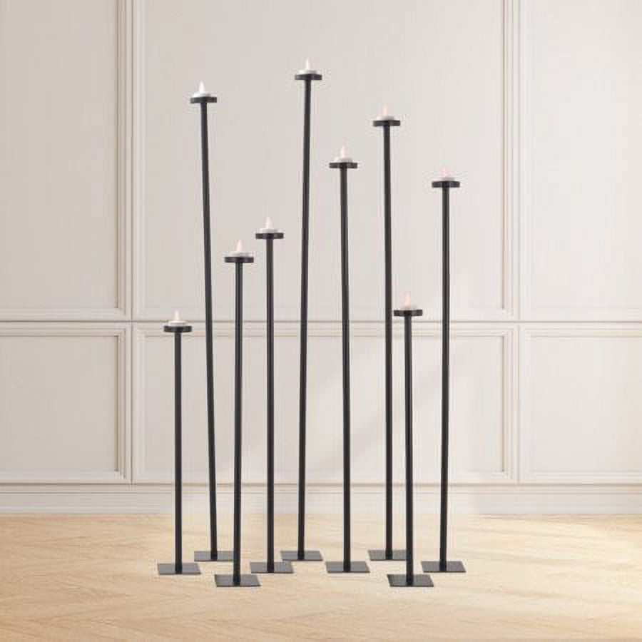 9 Taper Tall Floor Candlesticks, Matte Black Decorative Candle Holders ...