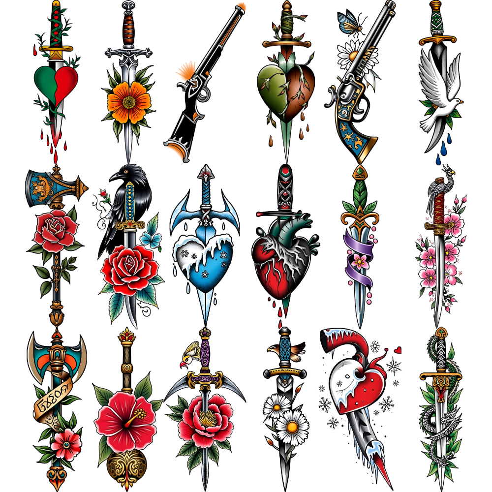 9 Temporary Tattoo Stickers Waterproof Long Lasting Body Stickers ...