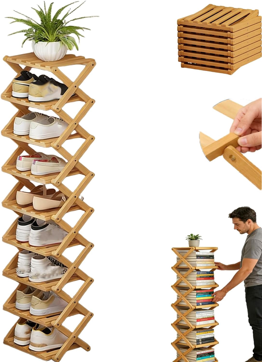 9 Tier Bamboo Shoe Rack, The 9-Tier No-Assembly Bamboo Rack, 9 Tier ...