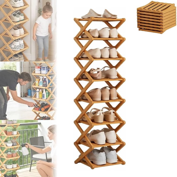 9 Tier Bamboo Shoe Rack,The 9-Tier No-Assembly Bamboo Rack,9Tier ...