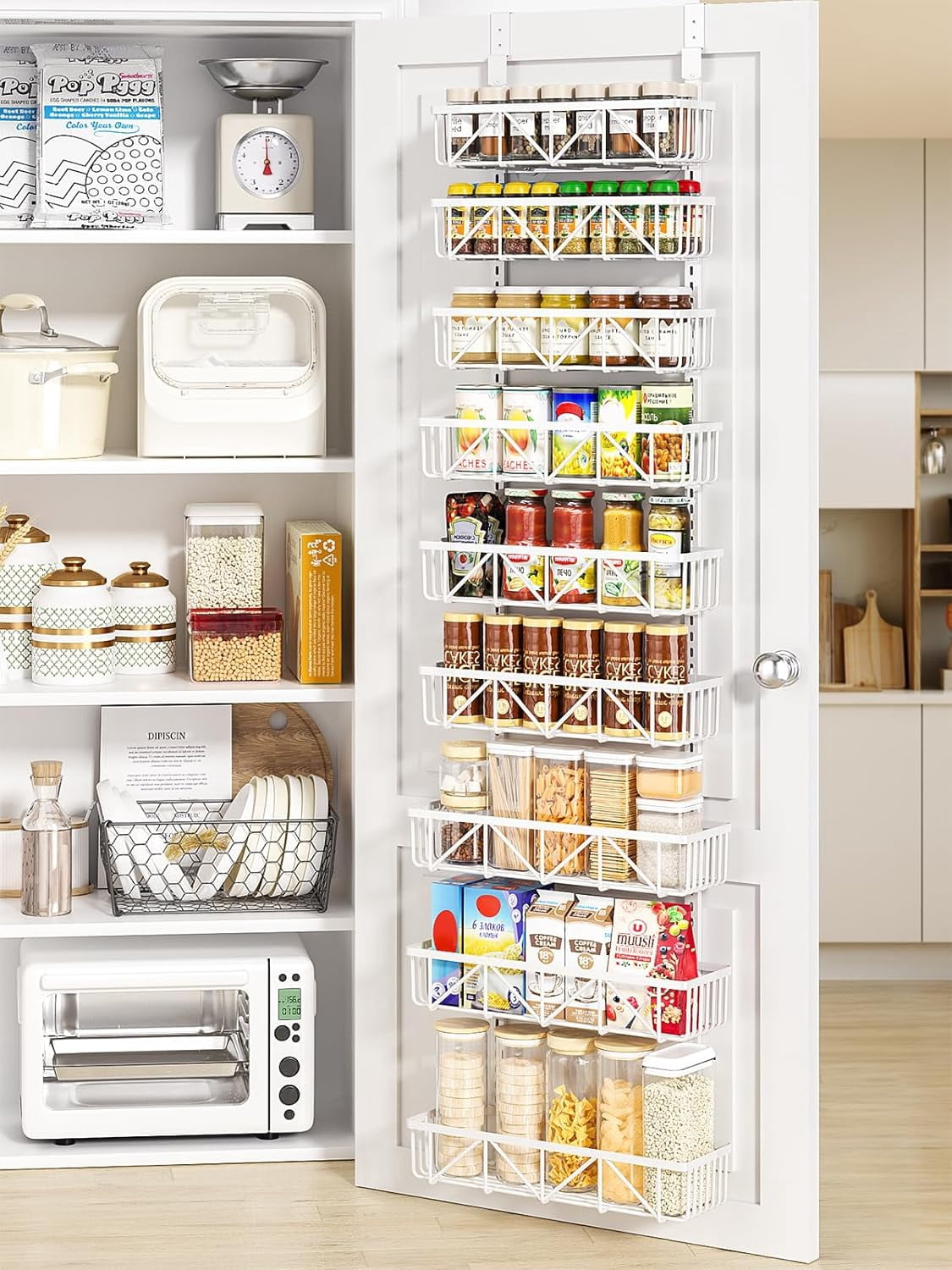 9-Tier Over the Door Pantry Organizer, Adjustable Pantry Organizers and ...