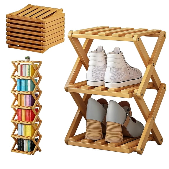 9‑Tier Foldable Bamboo Shoe Rack – No‑Tool Assembly, Tall Skinny ...