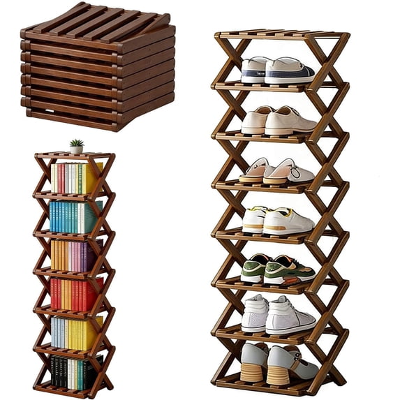 The 9-Tier Foldable Bamboo Shoe Rack, No-Tool Assembly Wooden Shoe ...