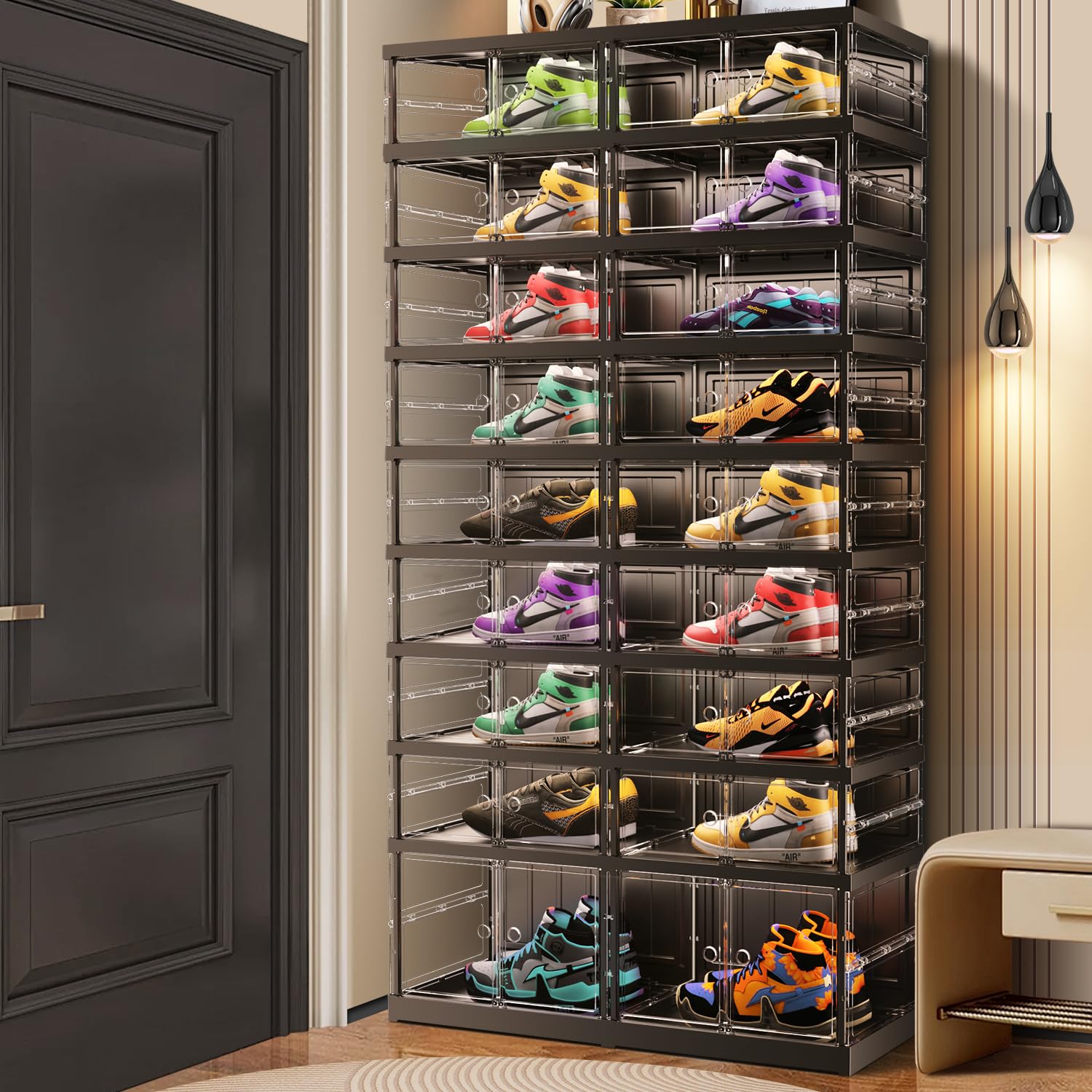 9-Tier Foldable Shoe Rack for Closet Entryway 18-36Pairs,Stackable ...