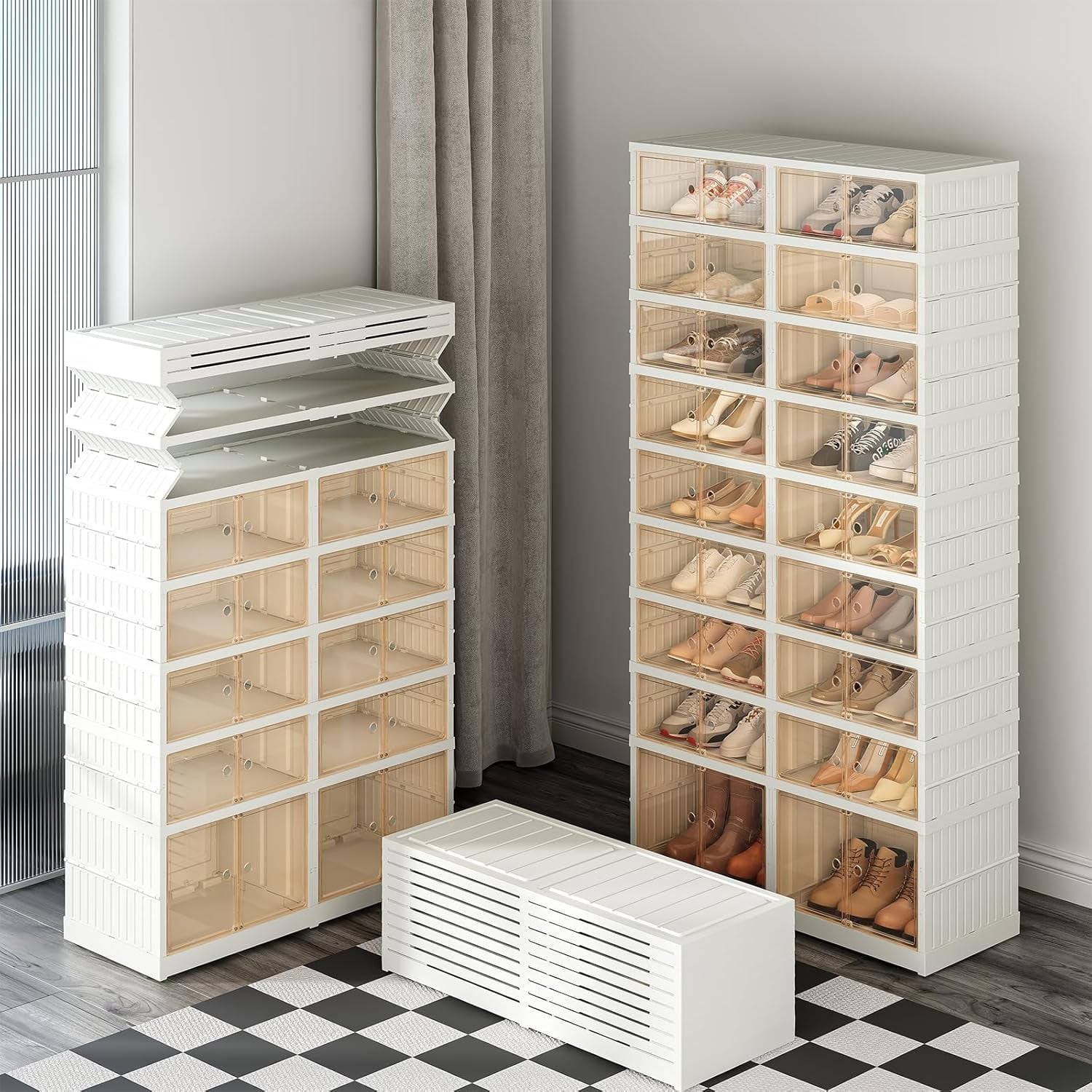 9 Tier Foldable Shoe Rack Organizer for Closet, 18-36 Pairs Plastic ...