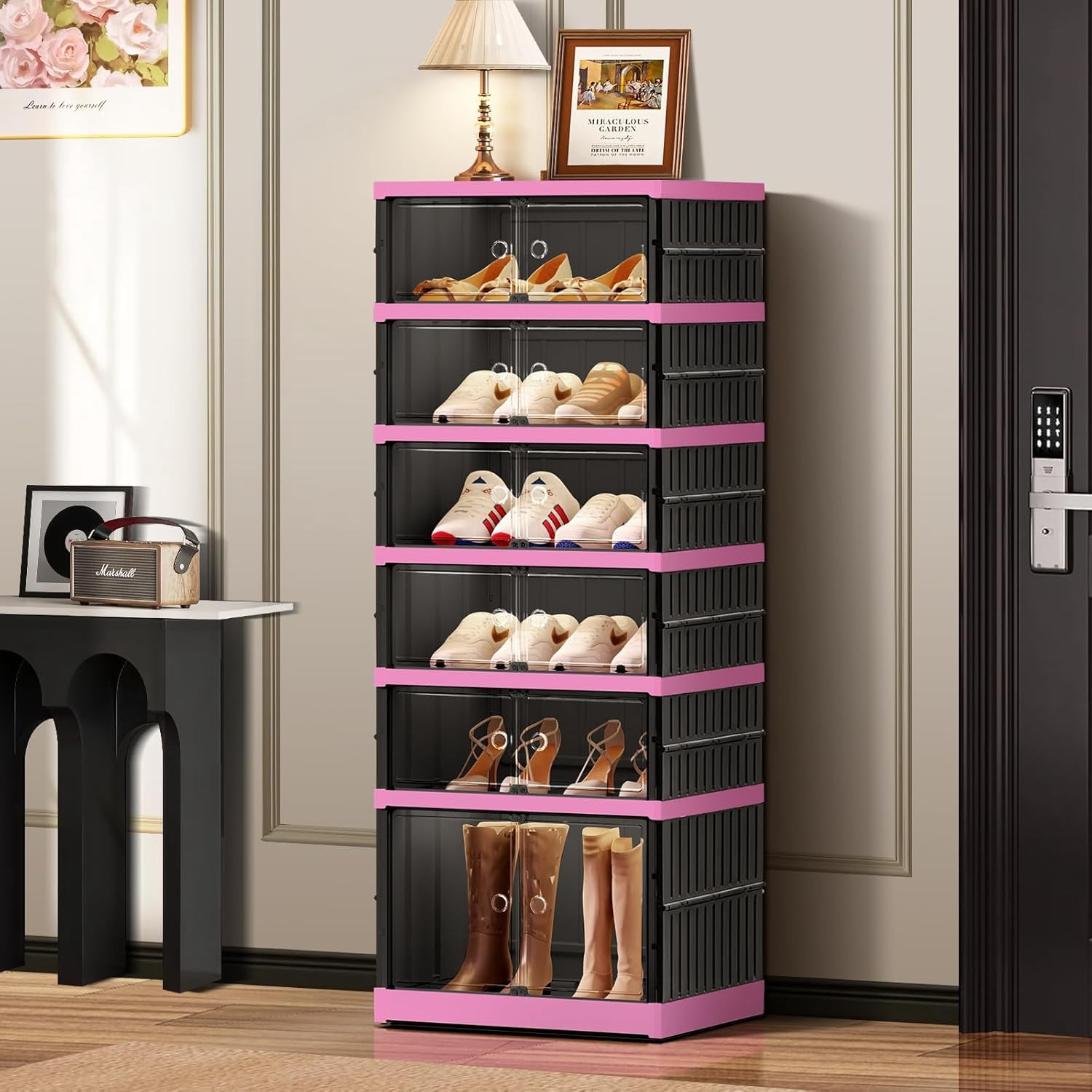 9-Tier Foldable Shoe Rack Organizer for Closet 36 Pairs Plastic Shoe ...
