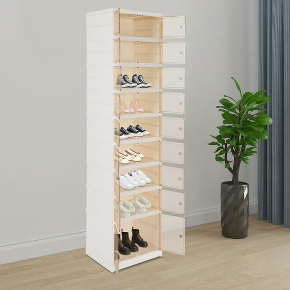 9-Tier Foldable Shoe Rack Organizer for Closet 18Pairs Plastic Shoe ...