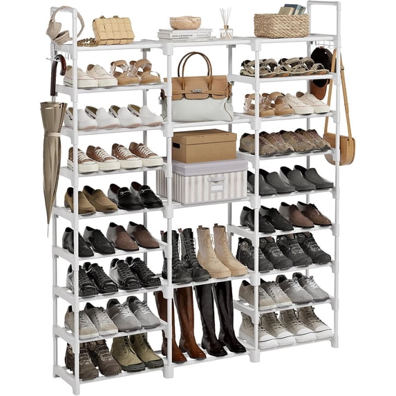 9-Tier Large Shoe Rack Organizer for Closet, Stackable Heavy Duty Shoe ...