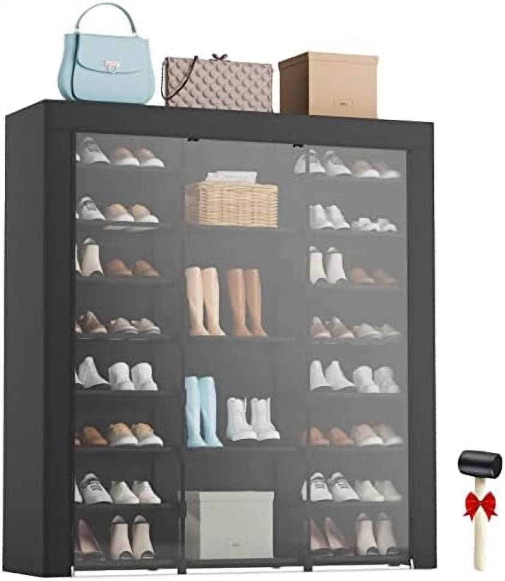 9-Tier Large Tall Shoe Rack with Covers 40-46 Pairs, Sneaker Rack ...