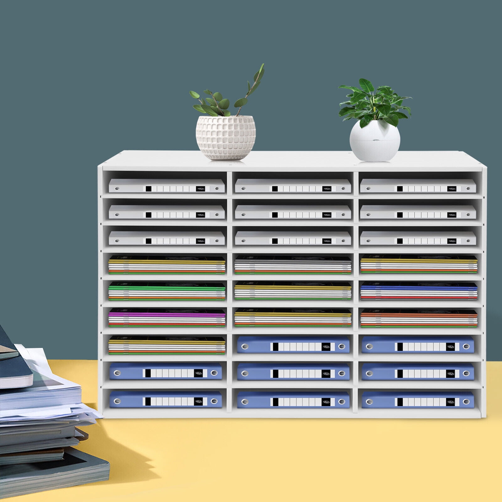 9-Tier Literature Organizer 27 Slots File Letter Mail Tray Desktop ...