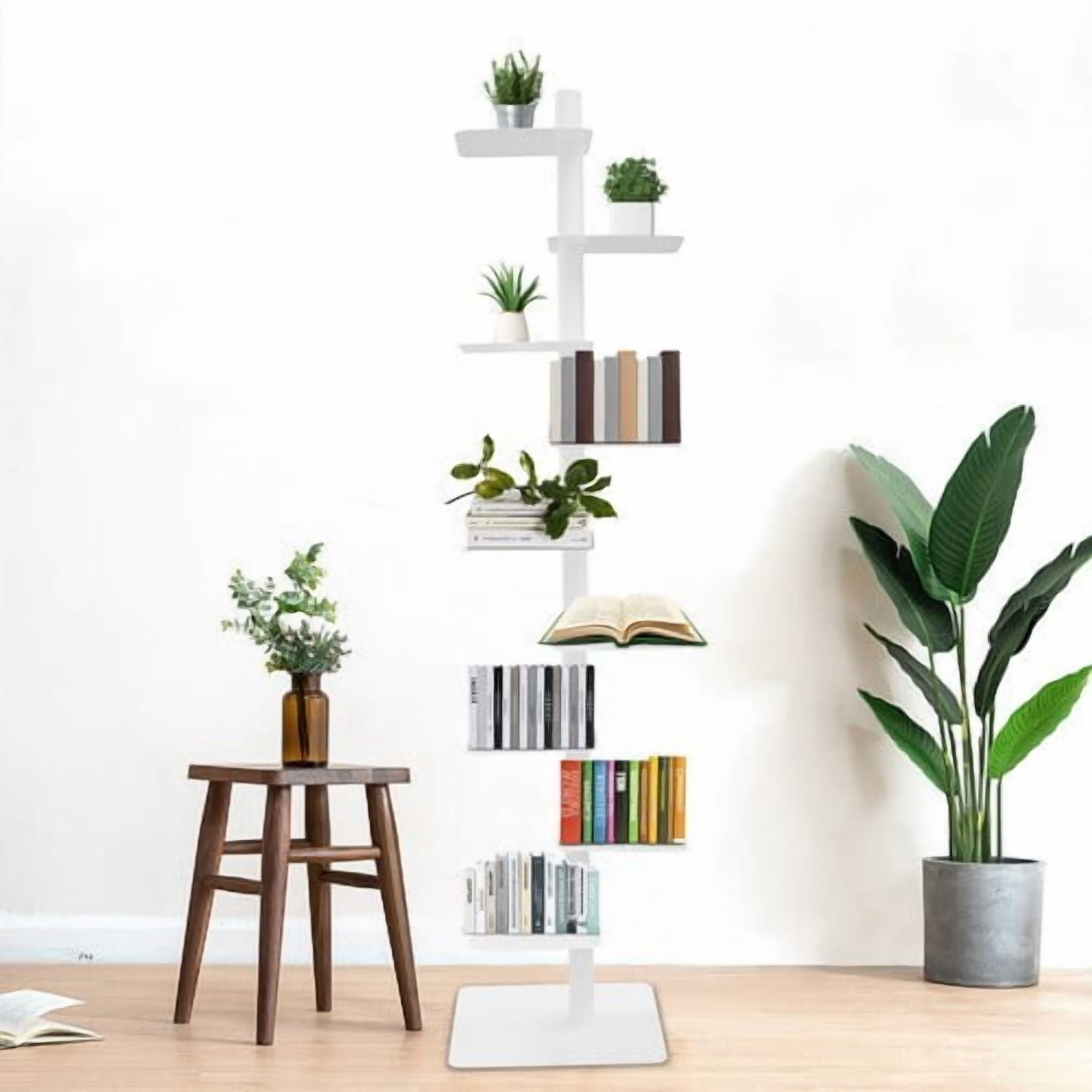 9-Tier Metal Bookcase Book Organizer Rotating Spine Bookshelf Book ...