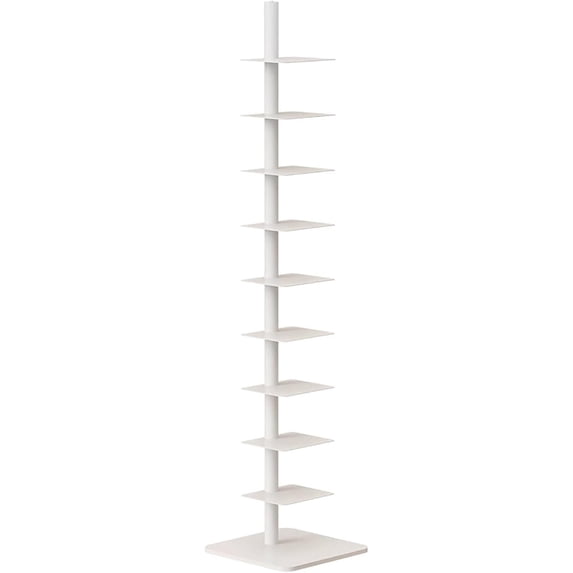 9-Tier Metal Spine Bookshelf – Vertical Book Tower, Slim Ladder Shelf ...