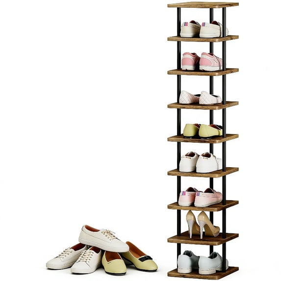 9 Tier Narrow Shoe Rack for Entryway, Free Standing Vertical Storage ...