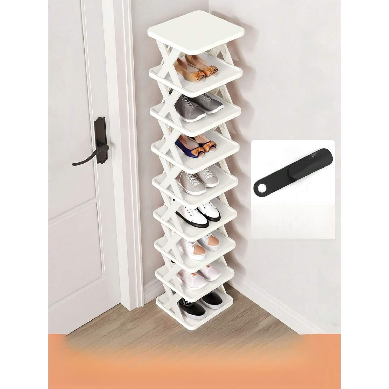 9 Tier Narrow Shoe Rack, New Upgraded Shoe Shelf Small Vertical Shoe ...