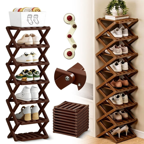 The 9-Tier No-Assembly Bamboo Rack, 2026 Upgraded Foldable 9 Tier ...