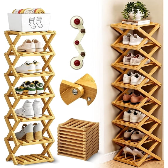The 9-Tier No-Assembly Bamboo Rack, 2026 Upgraded Foldable 9 Tier ...