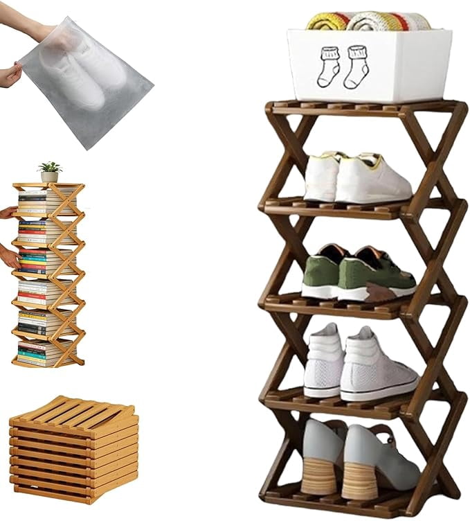 The 9-Tier No-Assembly Bamboo Rack, Multi Tier Stackable Shoes Rack ...