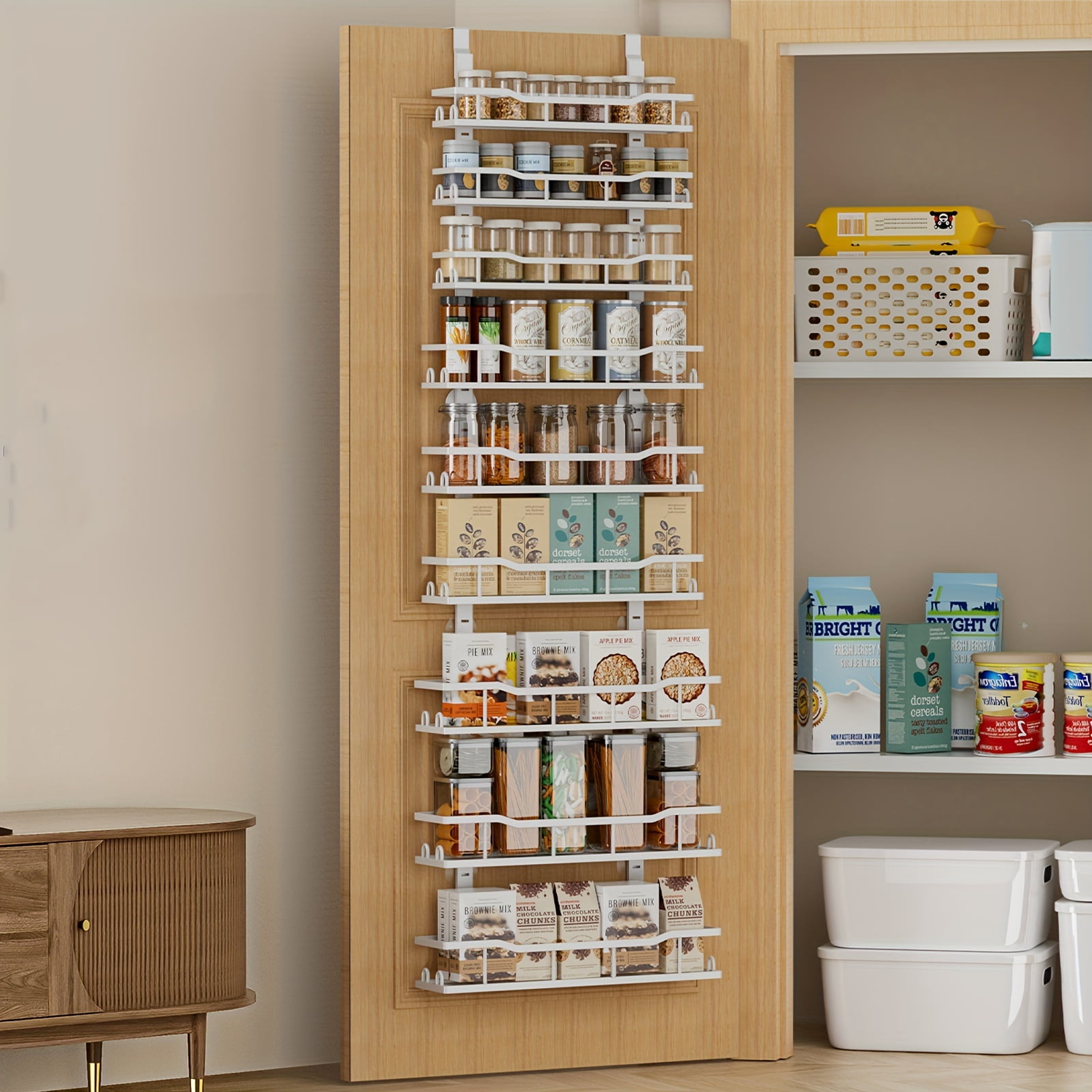 9-Tier Over-The-Door Metal Pantry Organizer with Adjustable Baskets ...