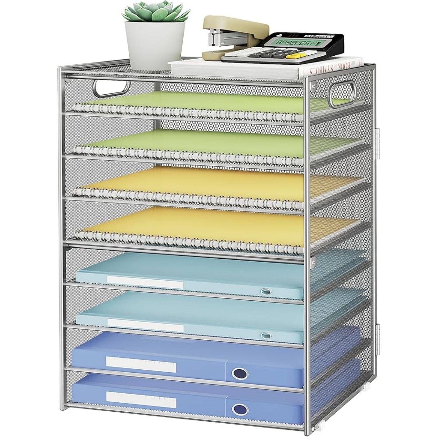 9 Tier Paper Organizer for Desk - Metal Mesh Letter Tray File Paper ...