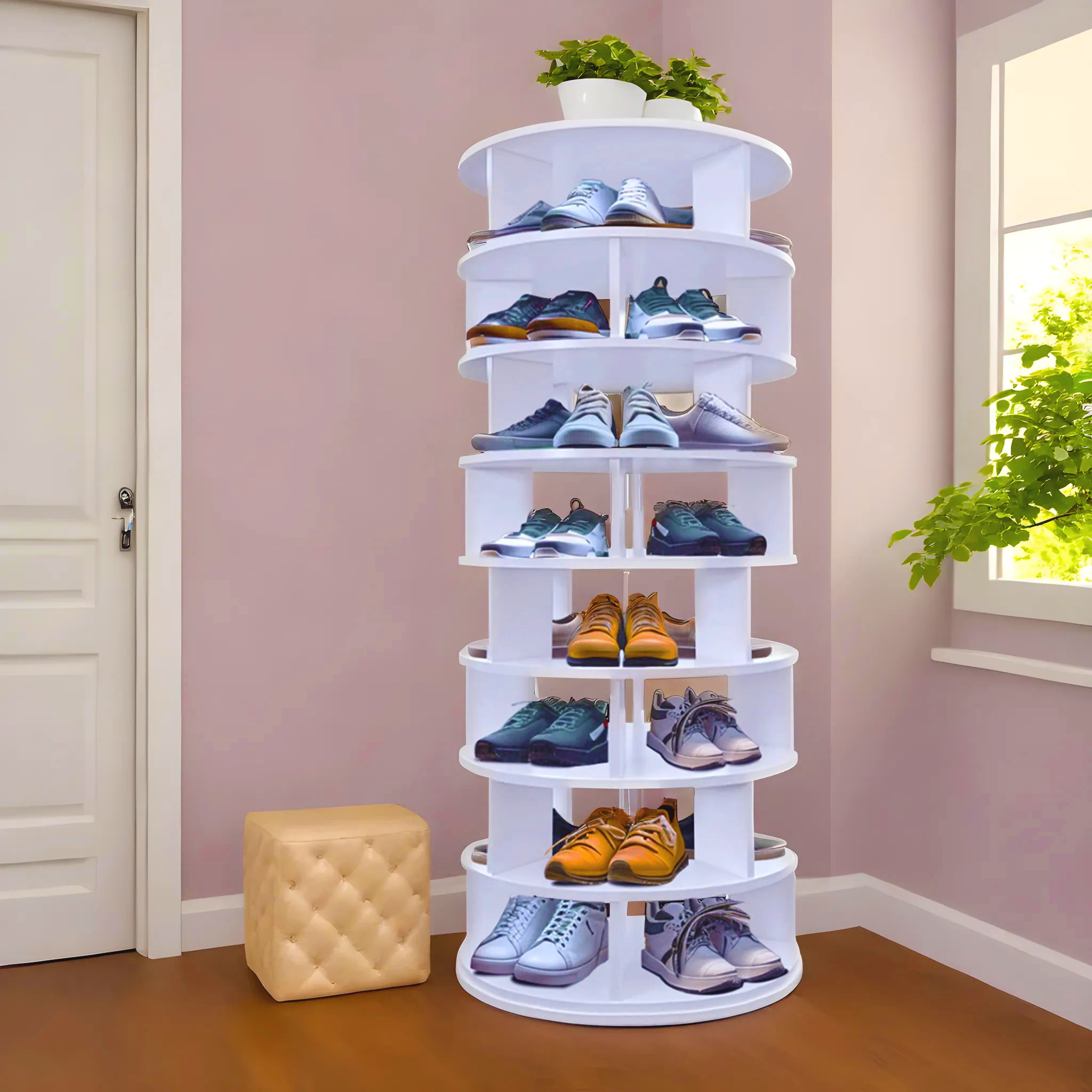 9-Tier Rotating Shoe Rack Tower – 360° Spinning Closet Organizer, Extra ...