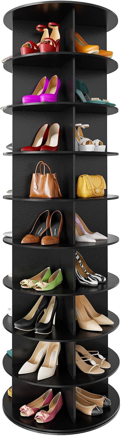 9 Tier Rotating Shoe Rack Tower Spinning Shoe Display Lazy Susan ...