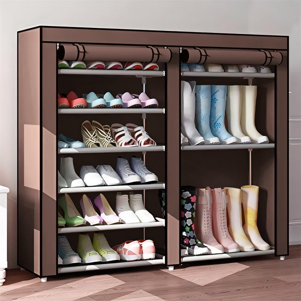 9 Tier Shoe Rack,Double Rows 9 Lattices Large Free Standing Shoe Racks ...