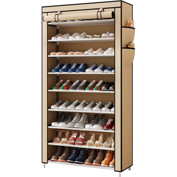 9-Tier Shoe Rack ,Space Saving Shoe Storage Organizer Non-Woven Cover ...