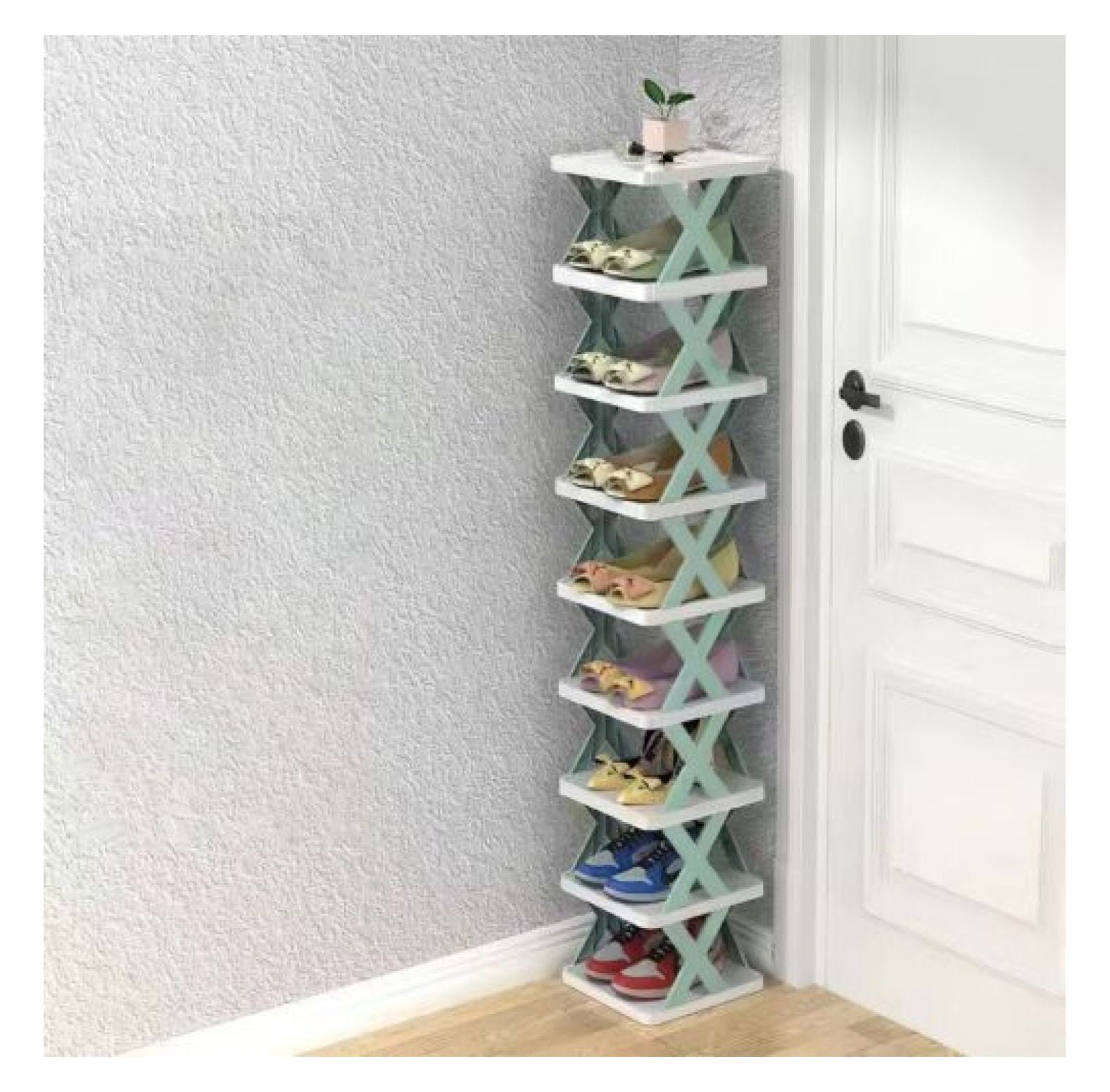 9 Tier Shoe Rack Space Saving Vertical Single Pairs Shoe Shelf Storage ...