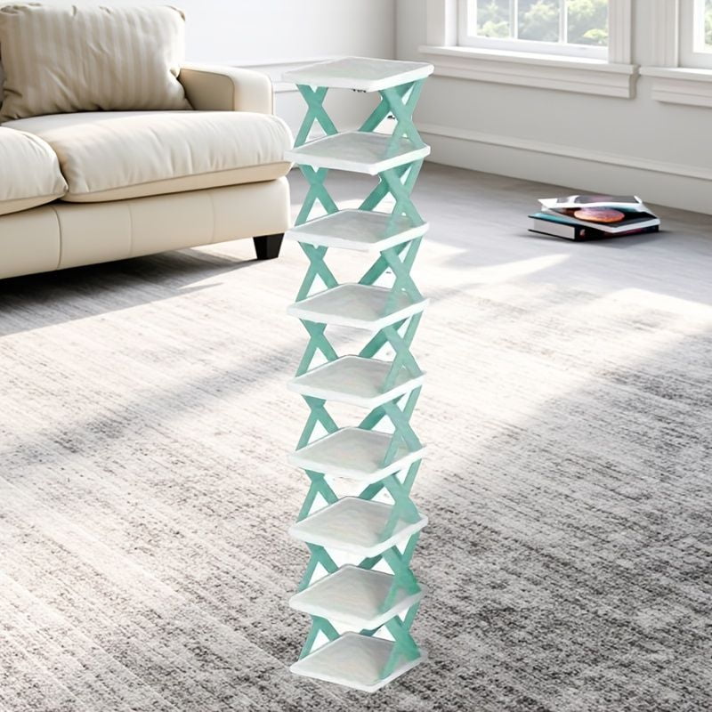 9-Tier Shoe Rack - Tall Narrow Shoe Organizer Holds 9 Pairs, Stackable ...