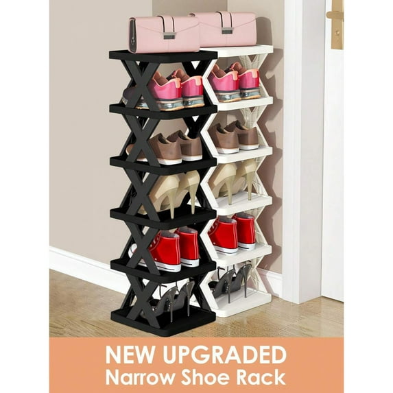 9-Tier Vertical Shoe Rack - Space-Saving Narrow DIY Free-Standing Shoe ...
