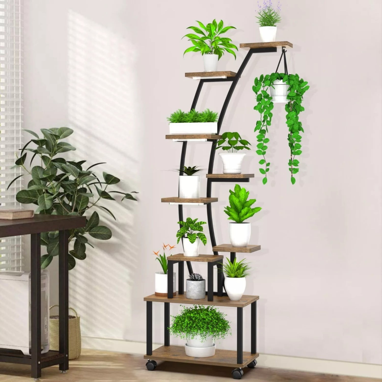9 Tiered Plant Stand with UL LED Grow Light for Indoor Plants Rack ...