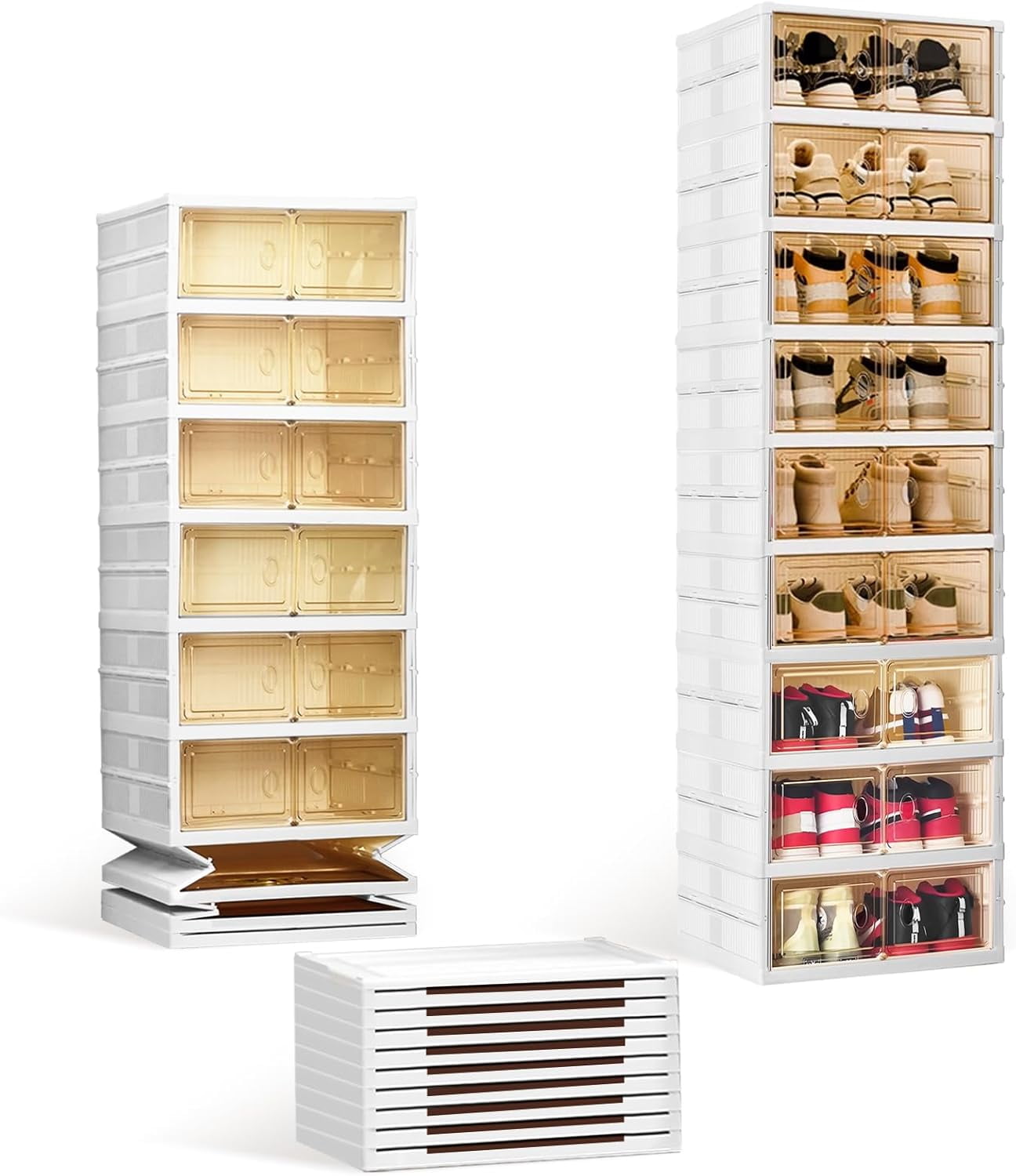 9-Tiers 18 Pairs Foldable Shoe Organizer Storage Box for Closet Large ...