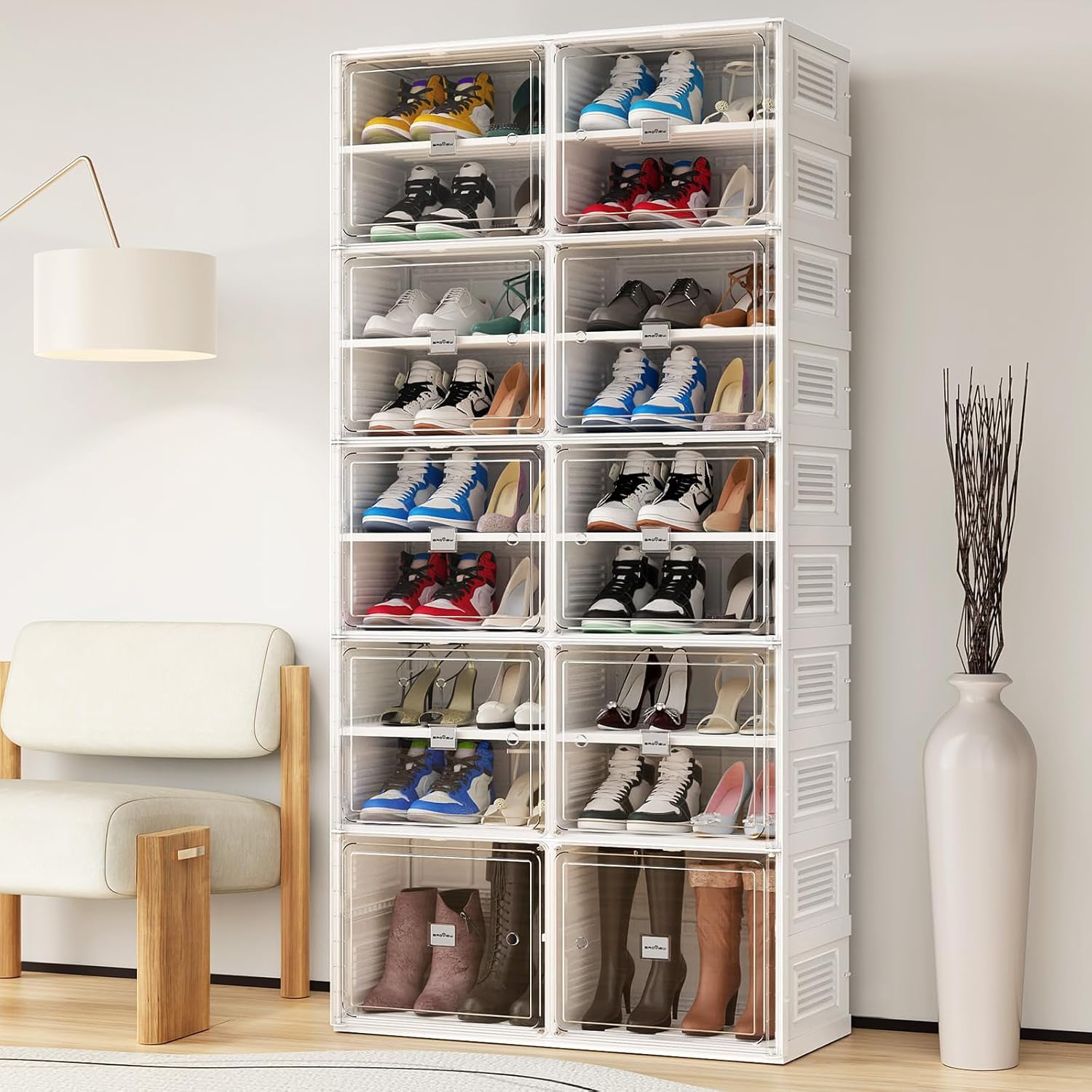 9 Tiers 36 Pairs Heavy Duty Shoe Storage and Organizer, Hard Plastic ...
