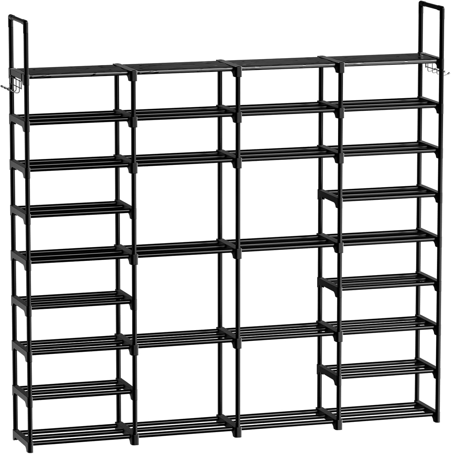 4 Row 9 Tiers Extra Large Shoe Rack 72-80 Pairs Big Tall Metal Shoe ...