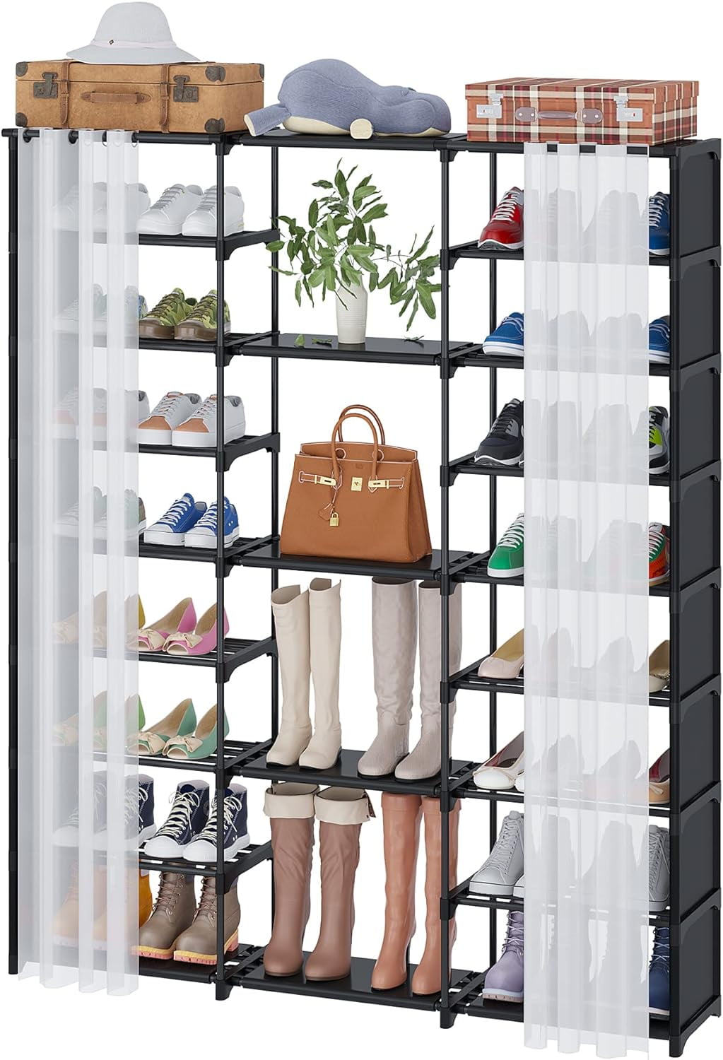 9 Tiers Large Shoe Rack Shoe Storage Shoe Organizer 50-55 Pairs Shoe ...