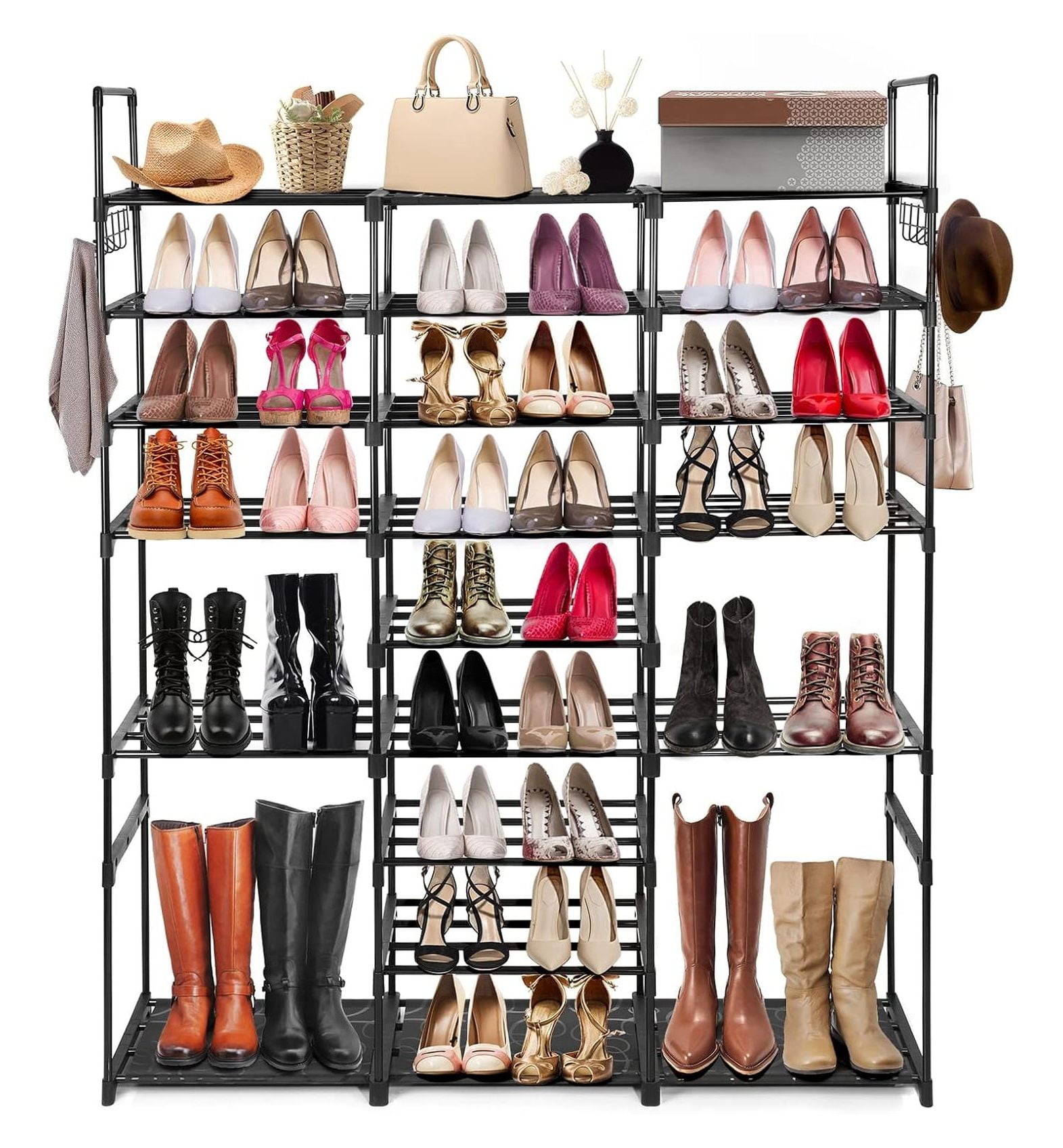 9 Tiers Shoe Racks Storage Organizer Black Shoe Shelf for Entryway ...