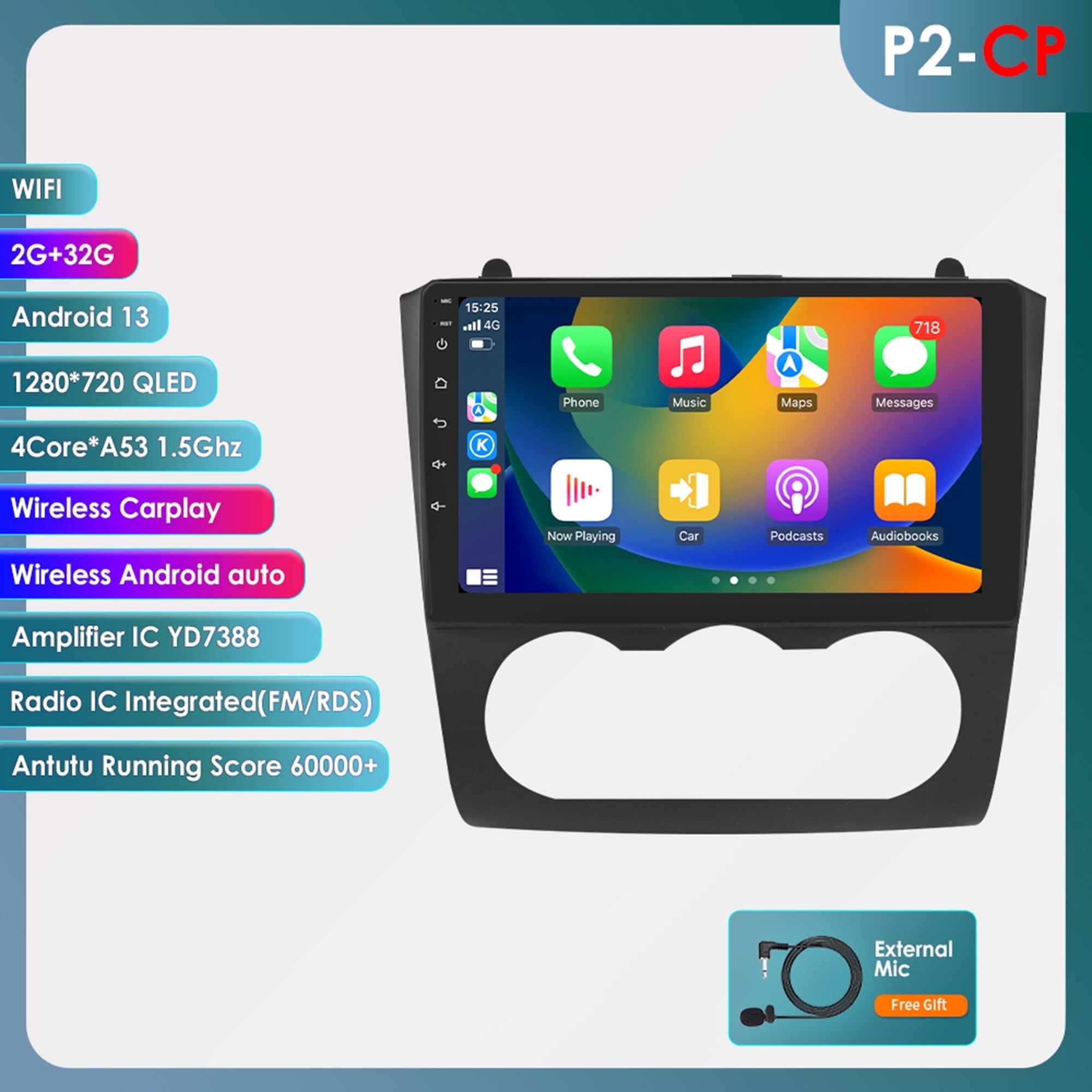 9" Touch Screen Android 13 Bluetooth Apple Carplay 2+32GB Wifi Car ...