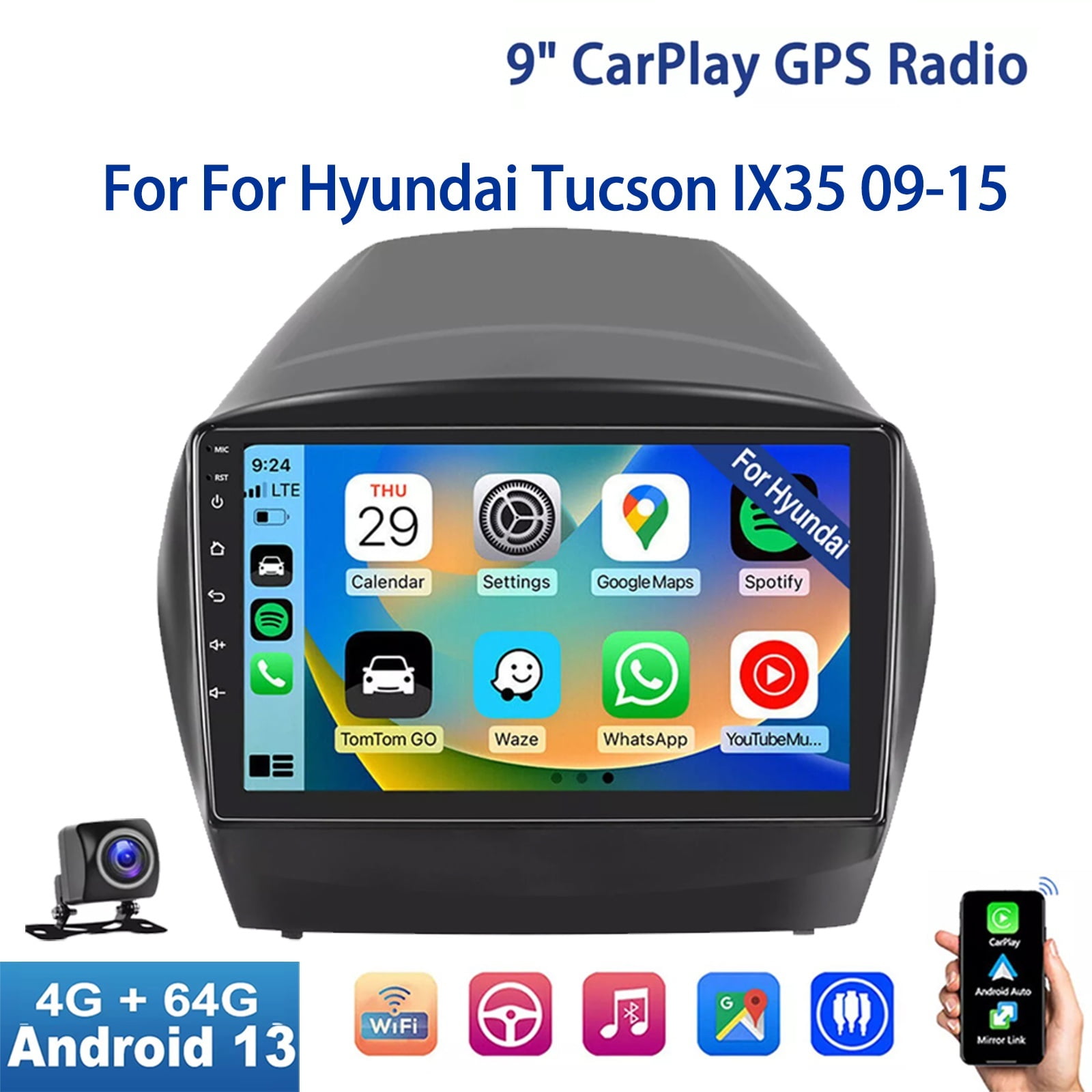 9" Touch Screen Carplay Android 13 Car Stereo Radio Head Unit GPS NAVI ...