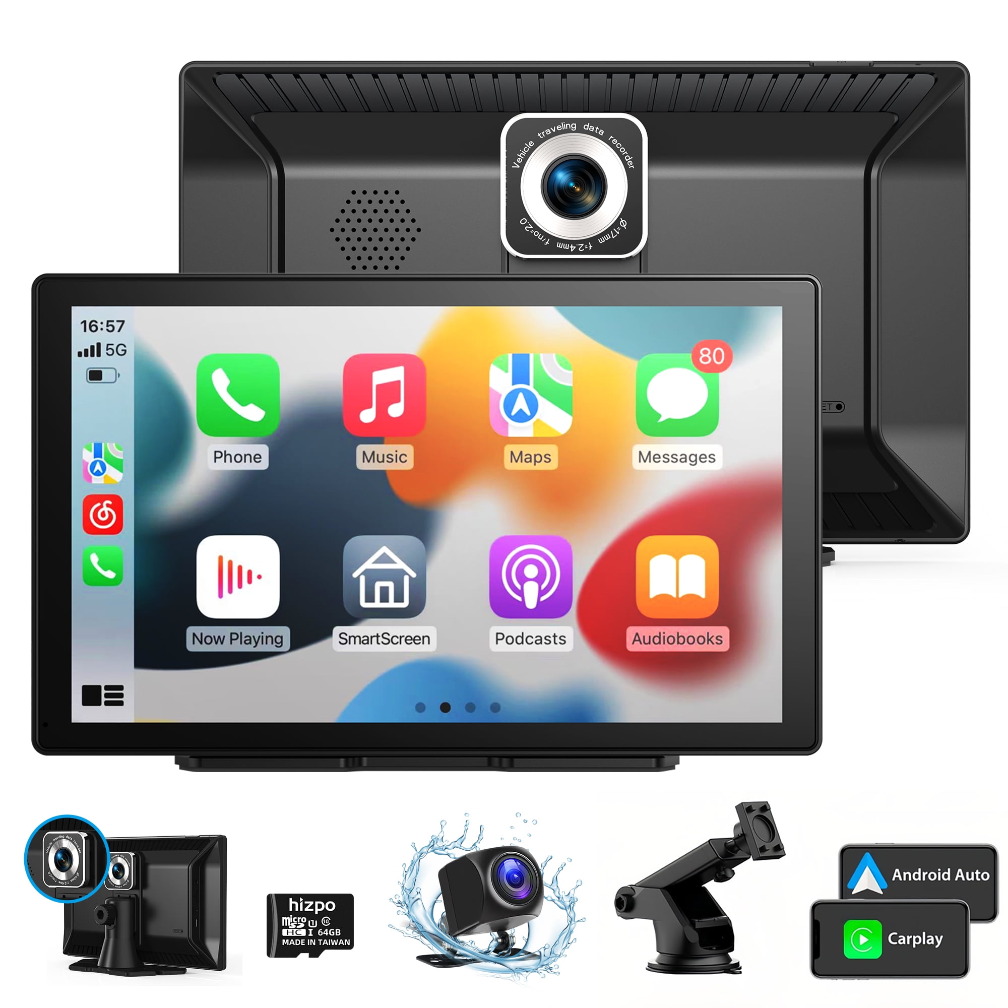 9'' Touch Screen Wireless Apple Carplay Android Auto Mirror Link ...