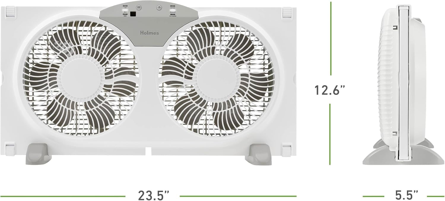 9" Twin Digital Window Fan, Reversible Airflow Blades, In/Out Exchange ...