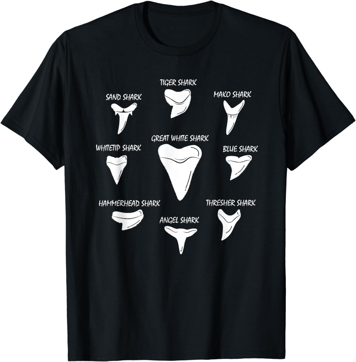 9 Types Of Sharks Teeth Species Biology Life Tooth Collector T-Shirt ...